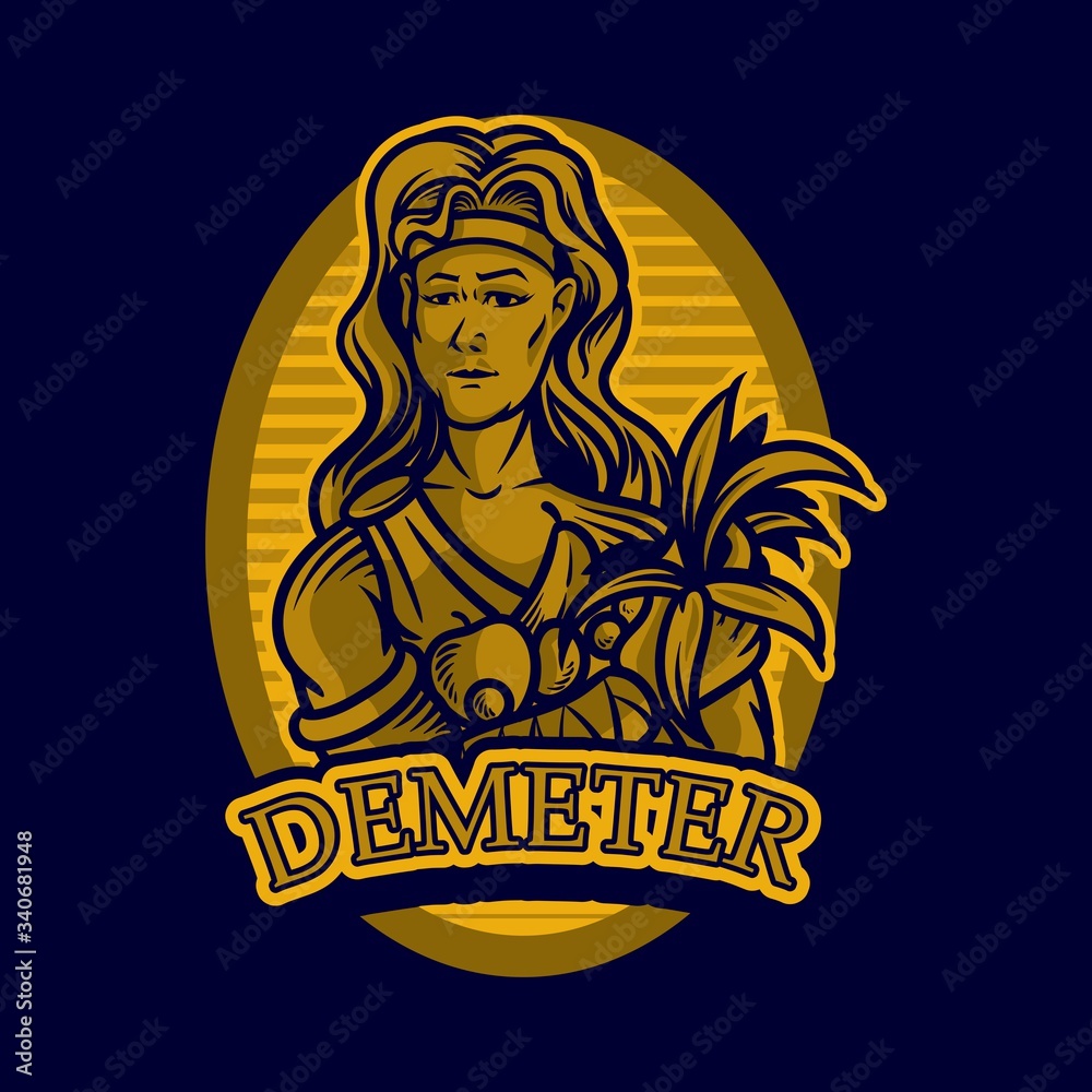 Mythology cartoon of famous ancient greece goddess demeter. Demeter ...