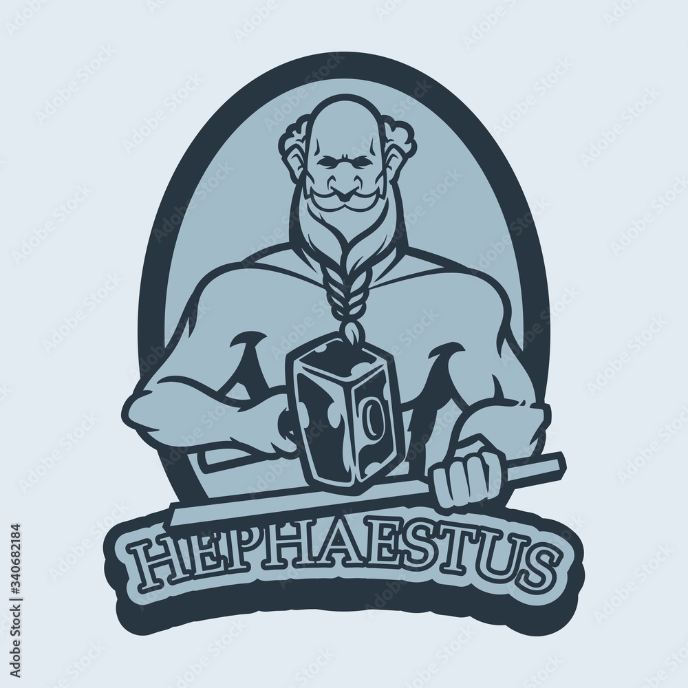 Mythology cartoon of famous ancient greece gods and goddess. Hephaestus ...