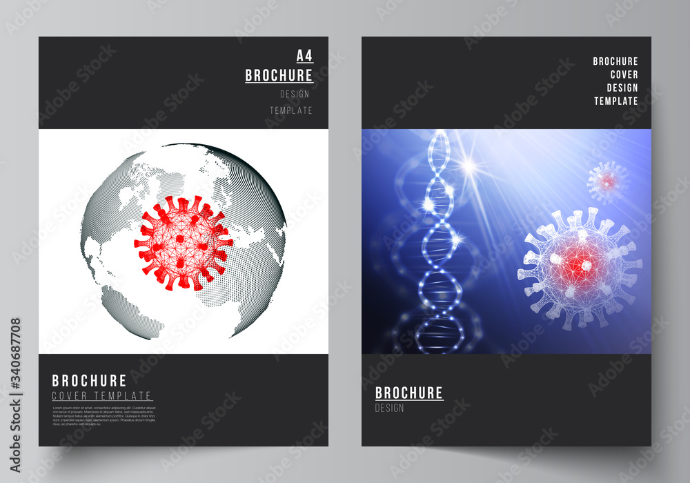 Vector layout of A4 cover mockups templates for brochure, flyer layout ...