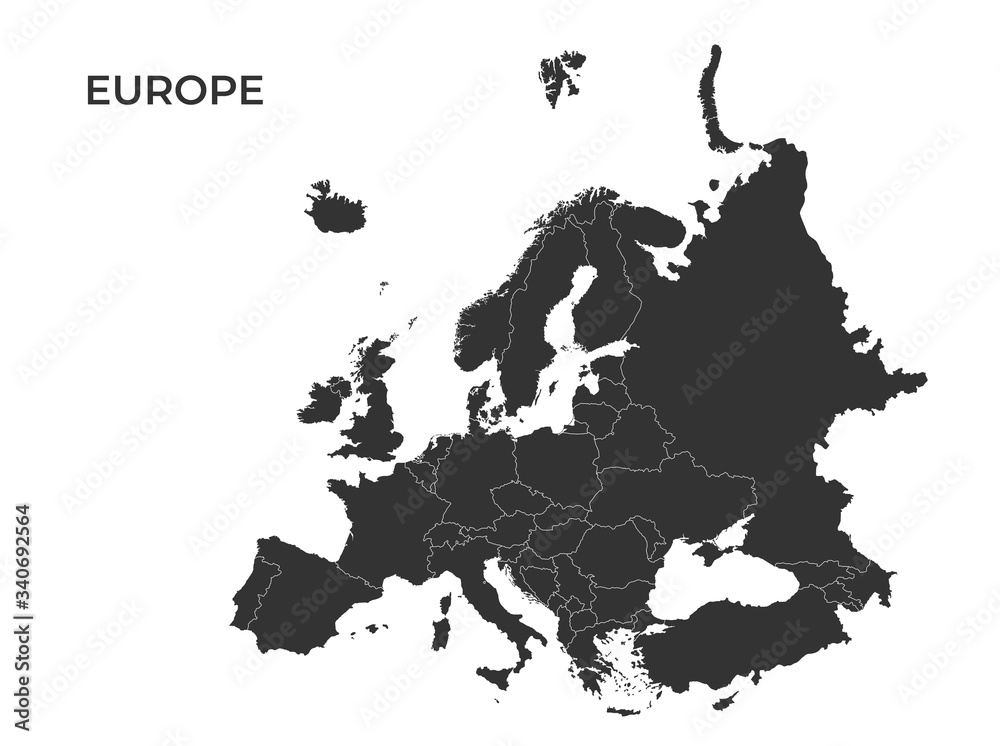 Europe vector map. template map separated all countries Stock Vector ...