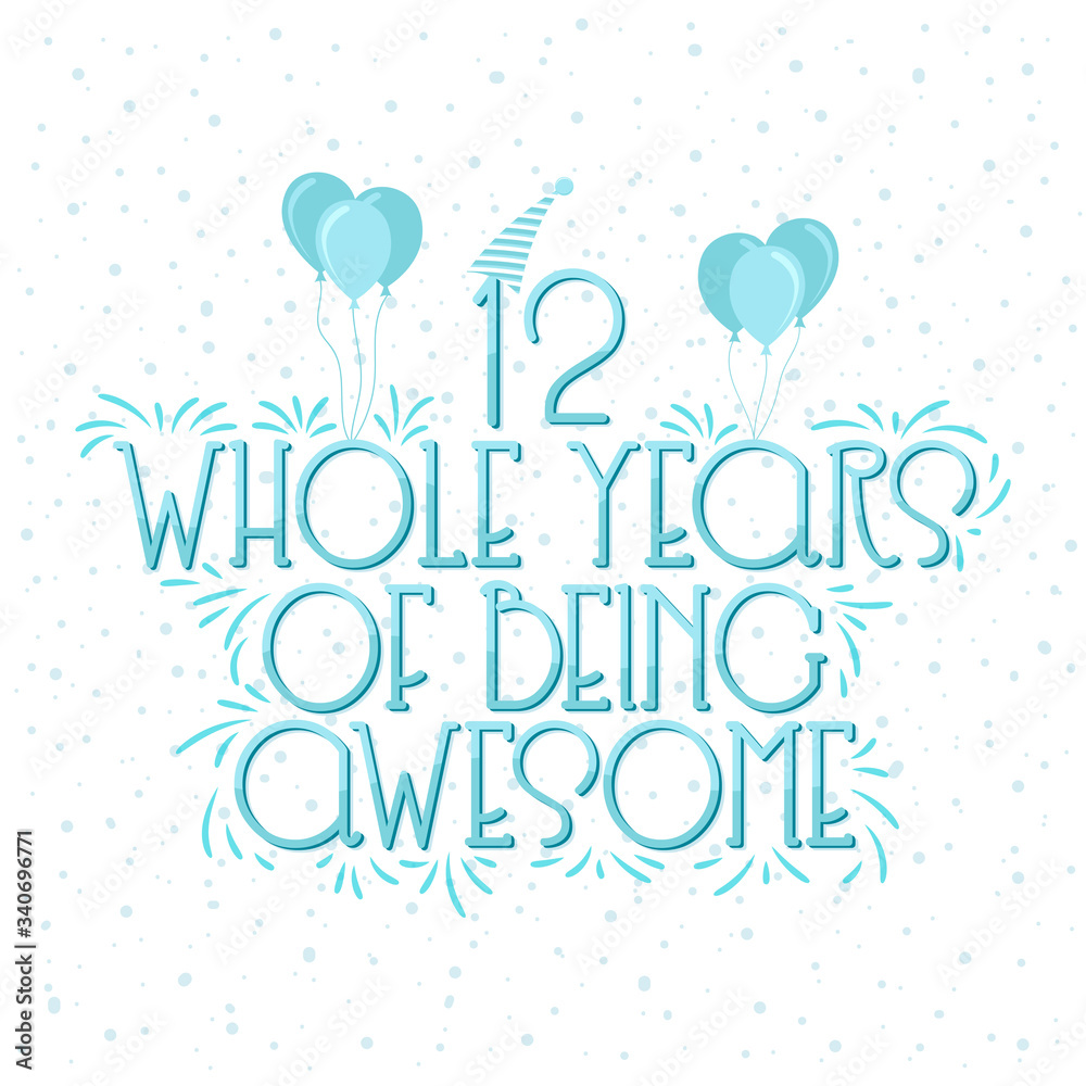 12 years Birthday And 12 years Wedding Anniversary Typography Design ...