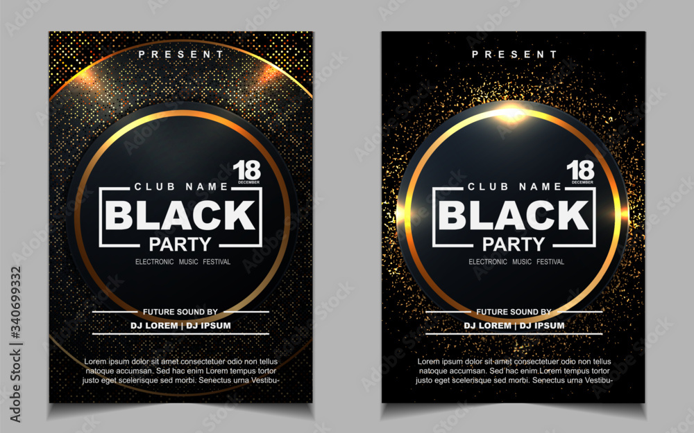 Night dance party music layout cover design template background with ...