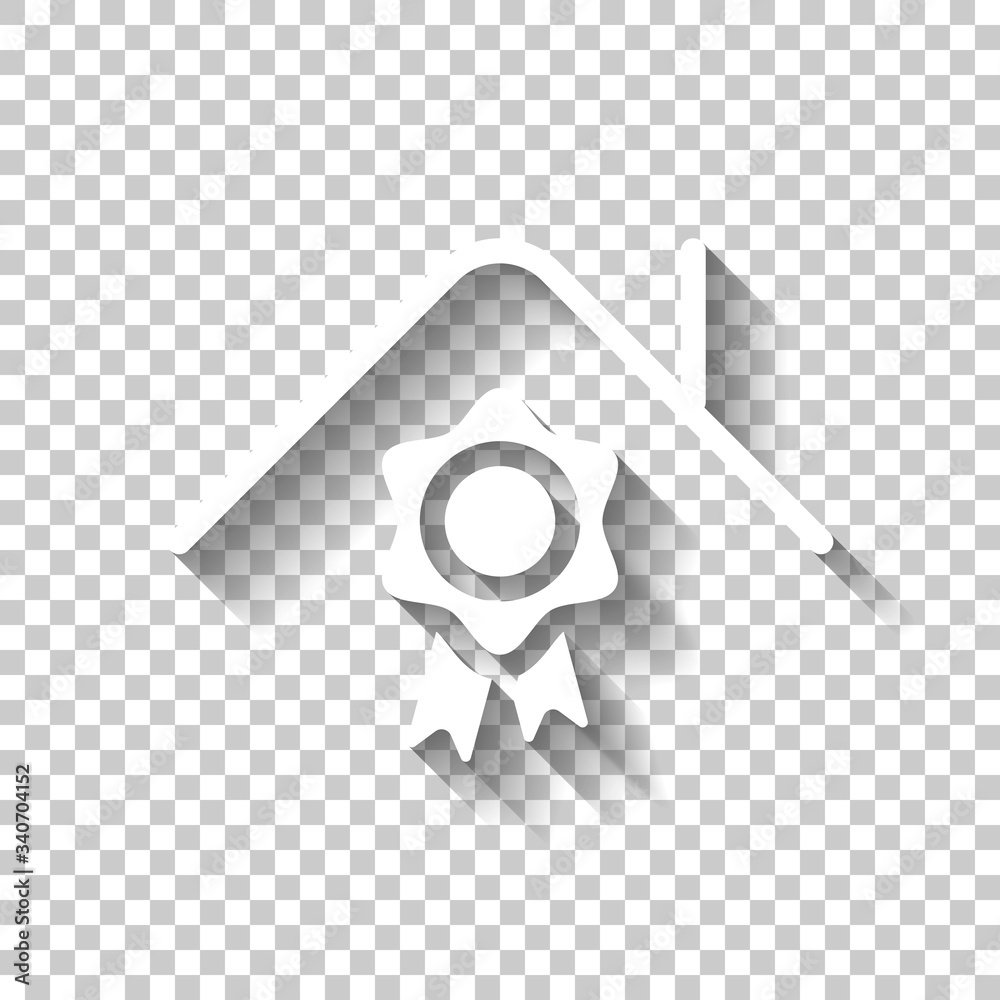 Certification house, certificate of quality for building. White icon ...