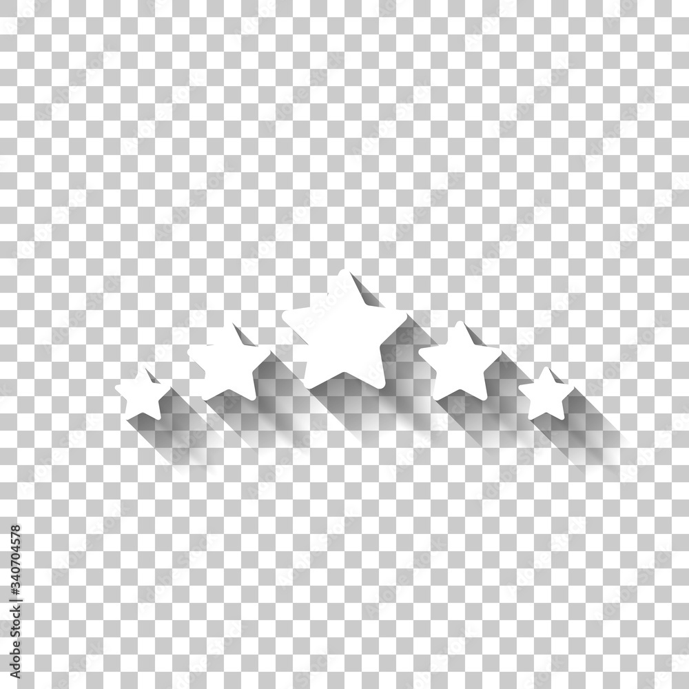 5 stars rating, top service. White icon with shadow on transparent ...