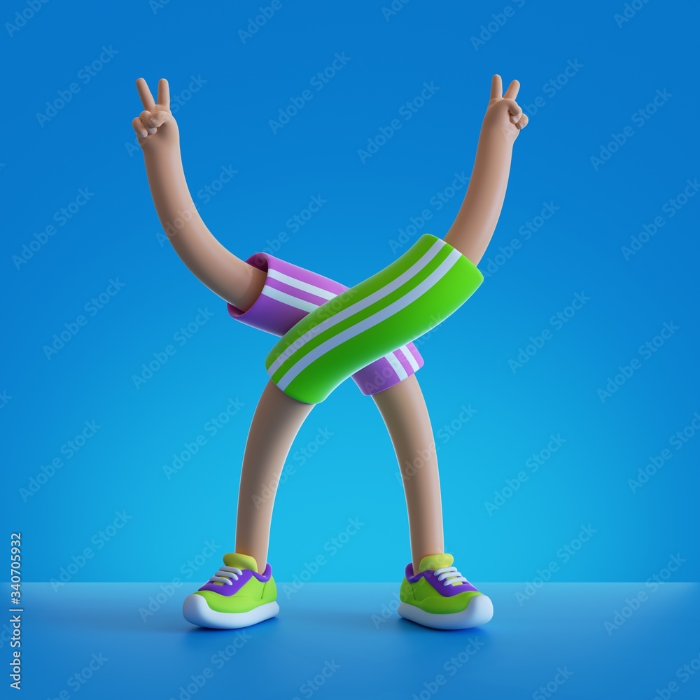 3d render cartoon character flexible body parts. Hands and legs ...