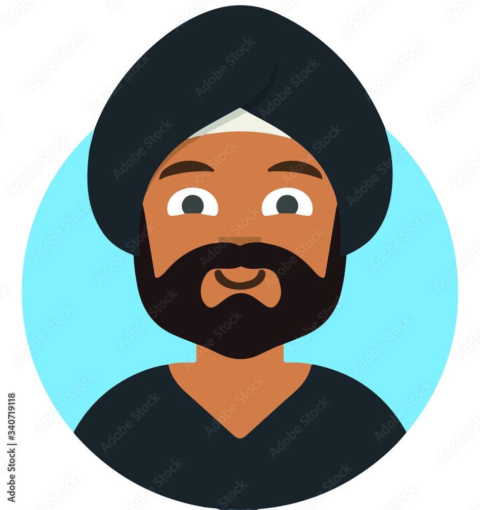 Islamic man in traditional arabic hat shemagh, khaliji or keffiyeh with ...