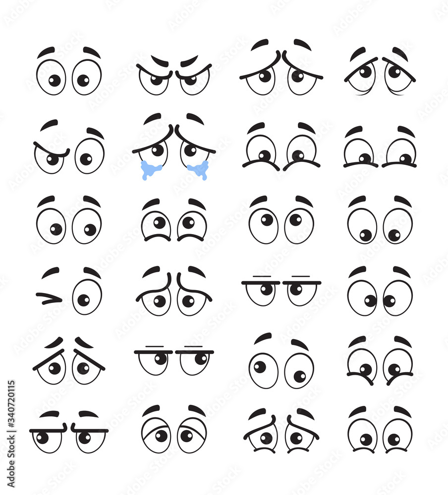 Cartoon eyes emotion characters isolated set. Vector flat cartoon ...