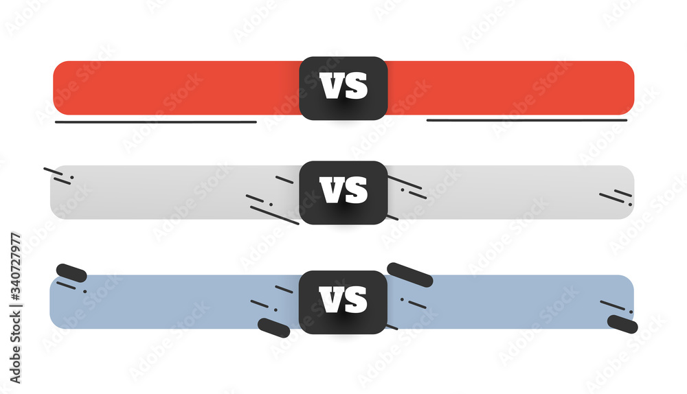 VS duel challenge vector illustration set. Versus Board of rivals, with ...