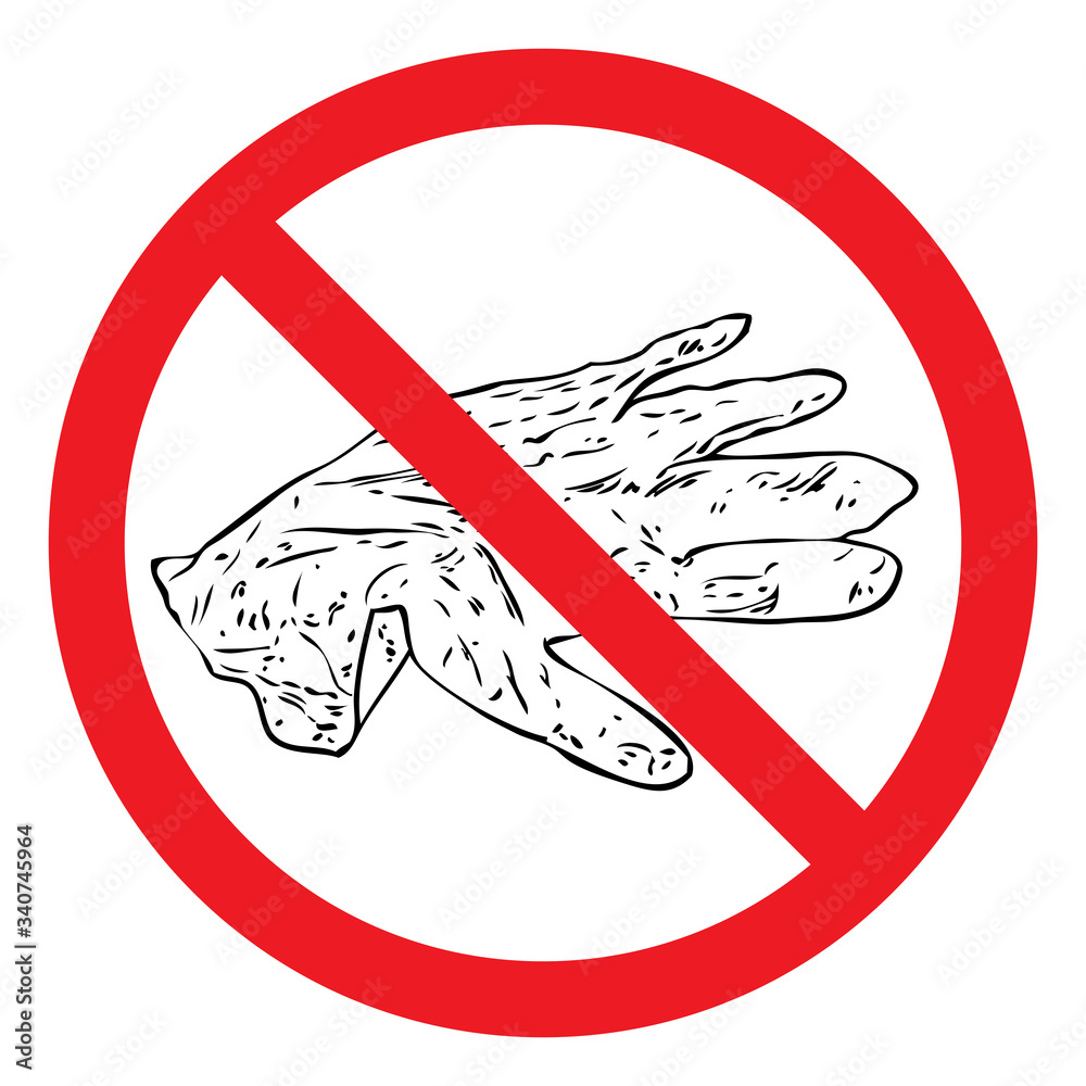 Hand throwing litter or trash, disposable medical used rubber gloves on ...