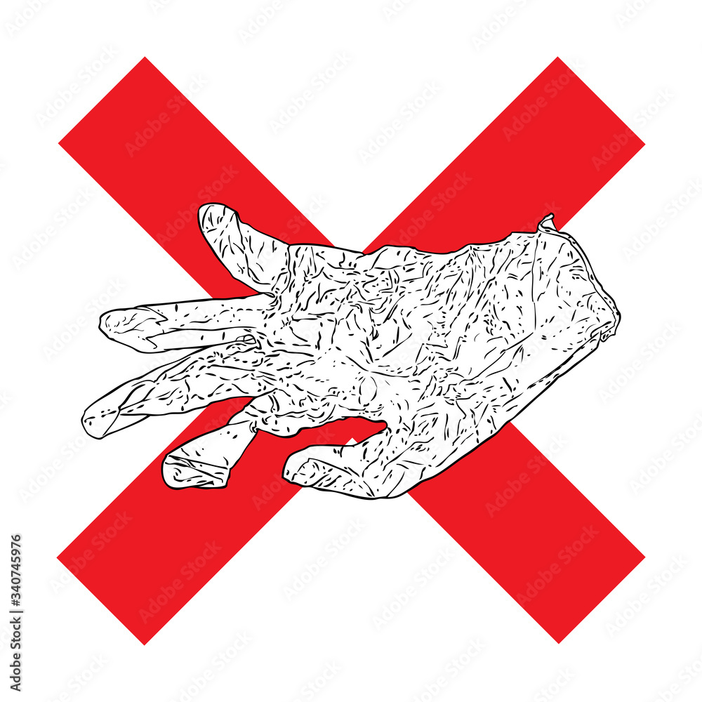 Hand throwing litter or trash, disposable medical used rubber gloves on ...
