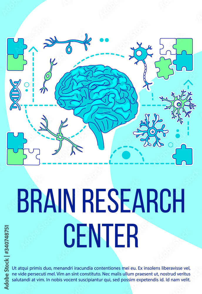 Vetor de Brain research center poster flat silhouette vector template ...