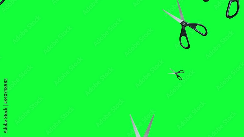 group of animated scissors elements seamless loop on green screen ...