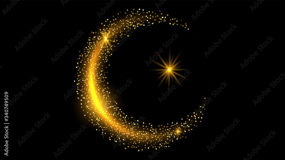 Glitter crescent with shiny color sparkle design element with glitter ...