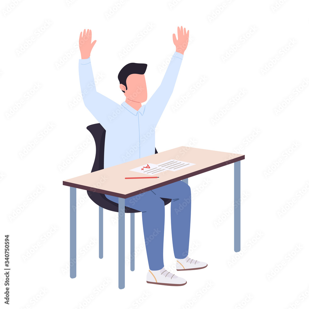 Smart college student in panic flat color vector faceless character ...