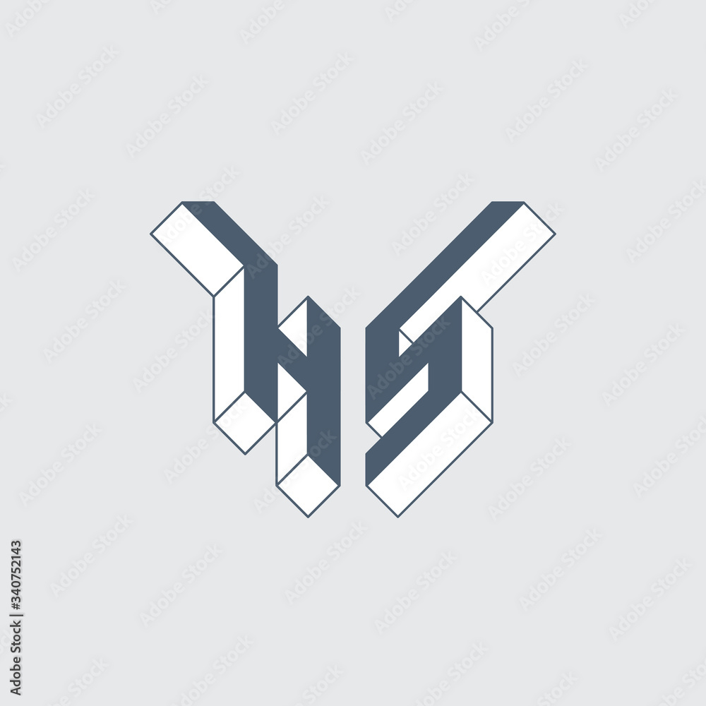 H and 5 - Monogram or logotype. H5 logo. Isometric 3d font for design ...