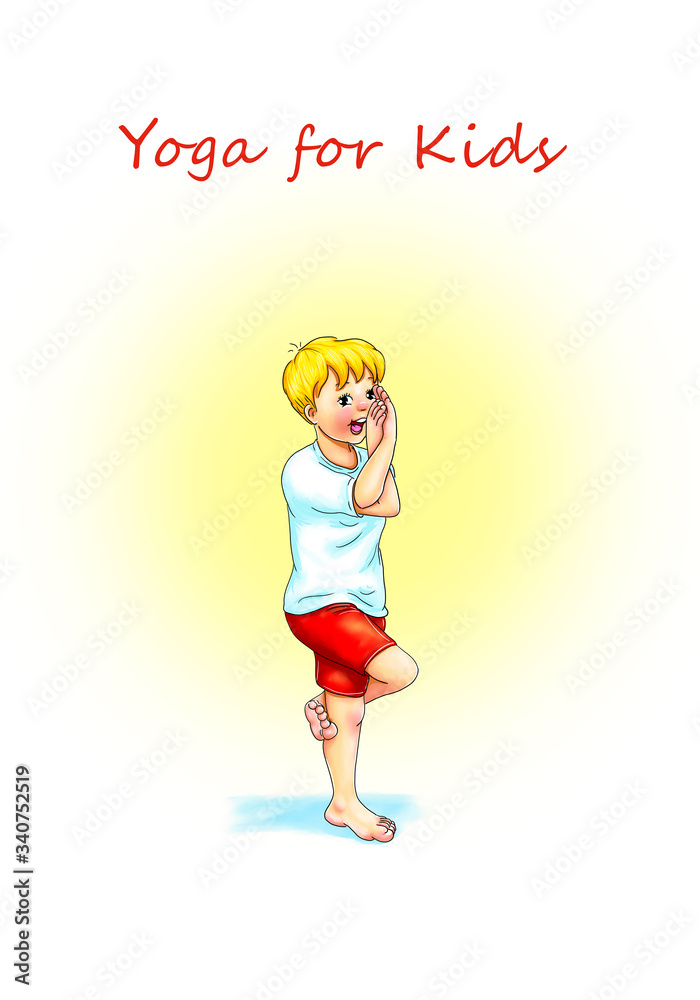 Kids Yoga - Joga für Kinder, Asana Adler, horizontal Banner Design ...