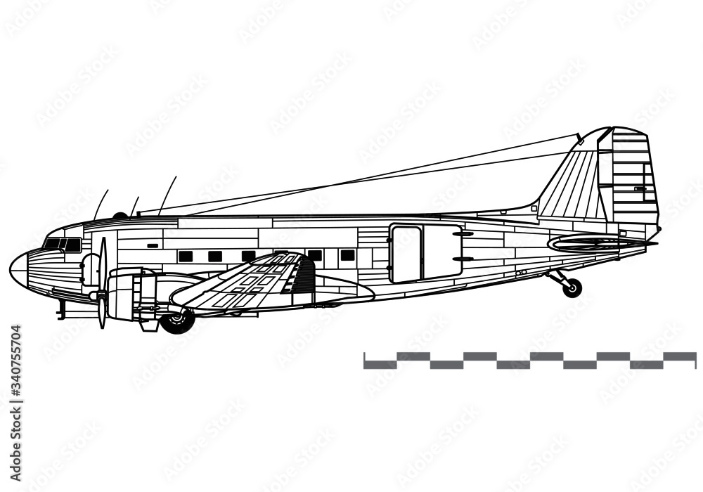 Douglas C-47 Skytrain, Dakota, DC-3. World War 2 transport aircraft ...