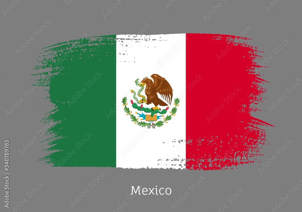 Mexico republic official flag in shape of paintbrush stroke. Country ...