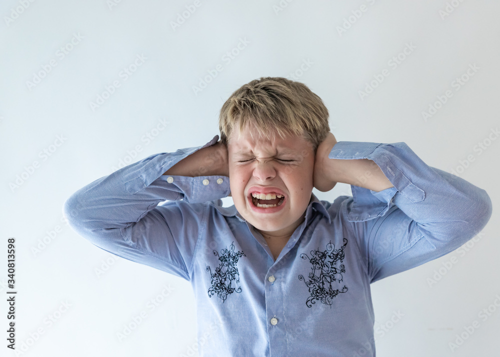 boy covering his ears I can't hear you anymore, leave me, no more words ...