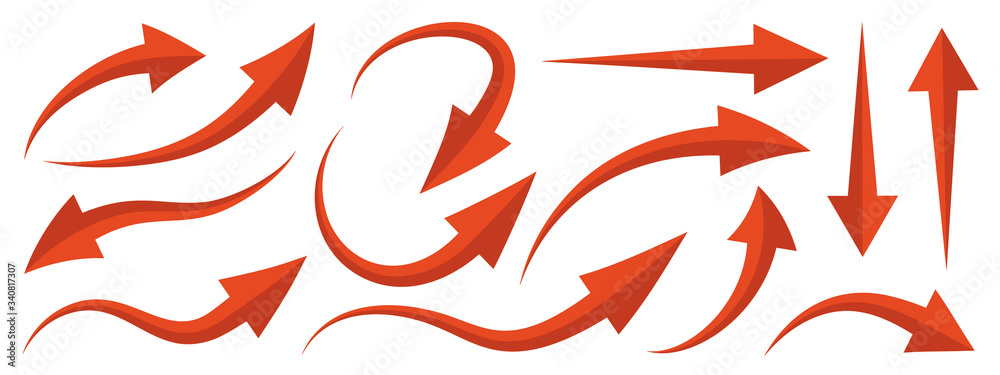 Red arrows design vector. Doodle Marker hand drawn shapes vector ...