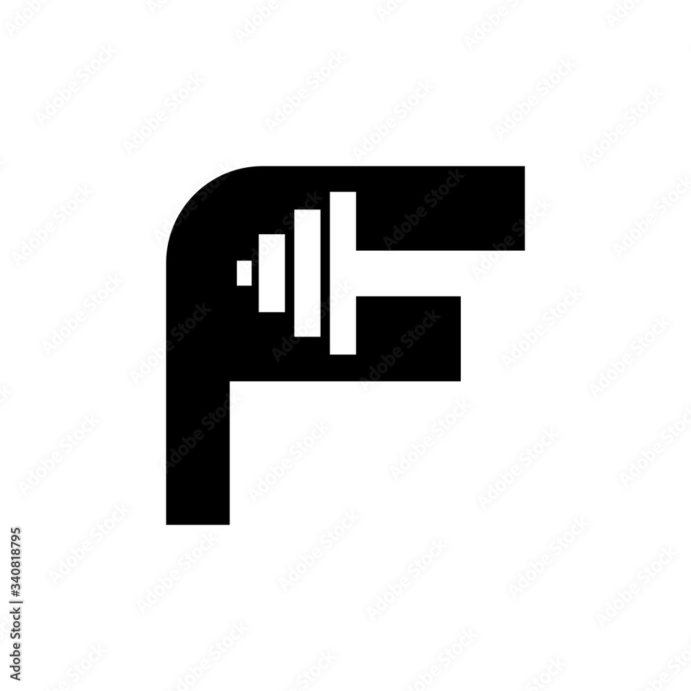 Letter F Fitness Gym Logo Design. Barbel Sports Vector Icon Stock ...