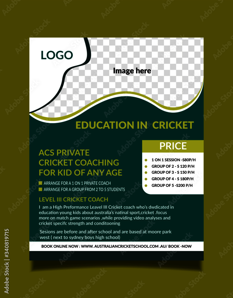 Cricket Sports Flyer design Stock Vector | Adobe Stock
