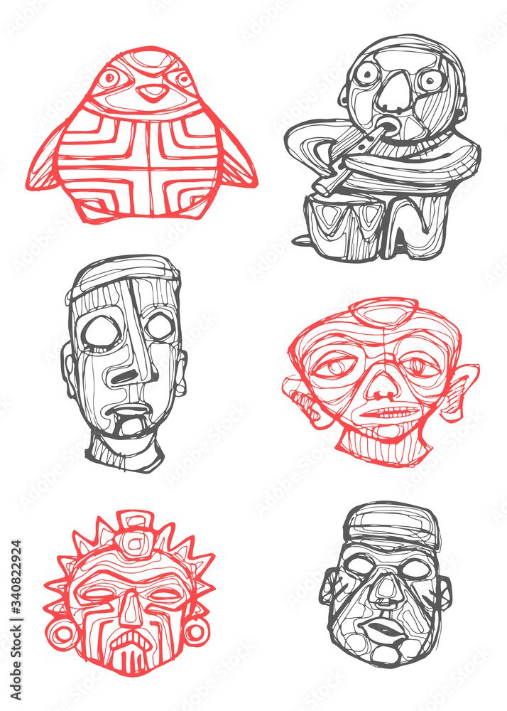 Prehispanic symbols hand drawn illustration Stock Vector | Adobe Stock