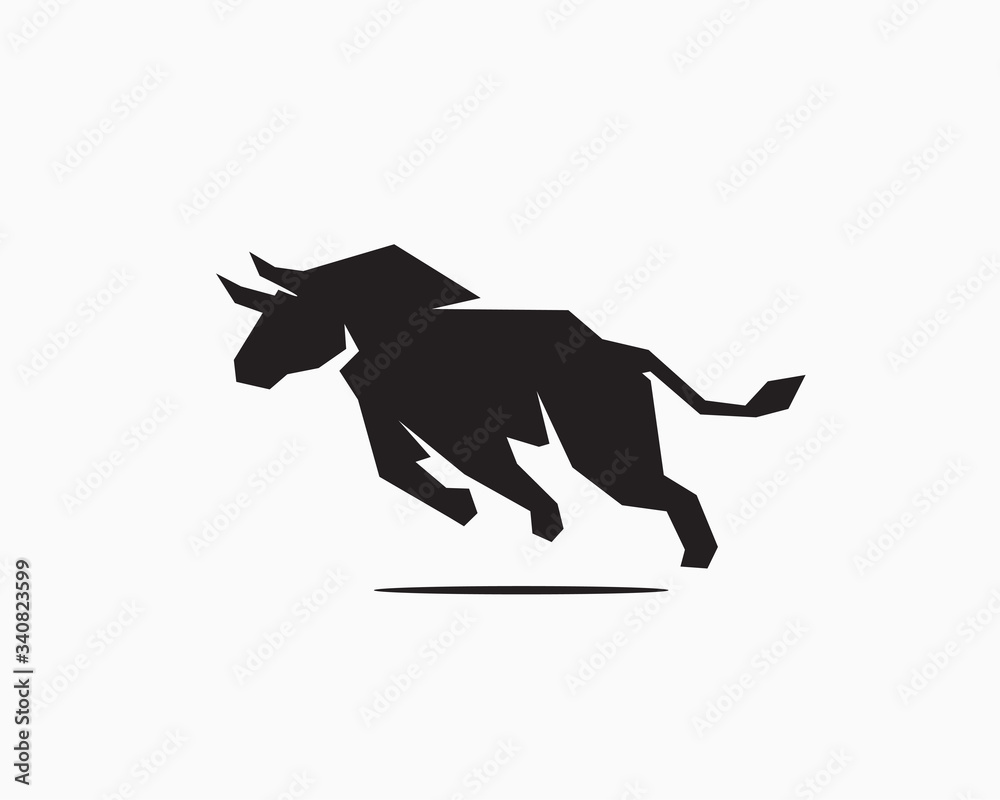 running Black bull flying jump logo design inspiration Stock Vector ...