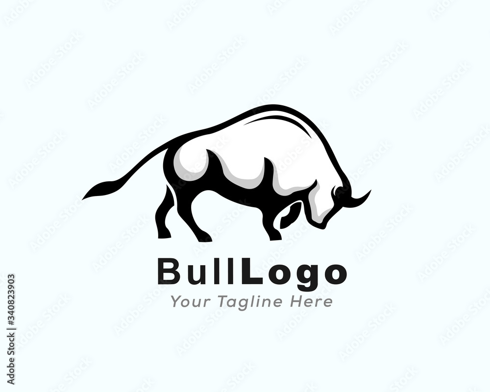 stand Butting bull logo design inspiration Stock Vector | Adobe Stock