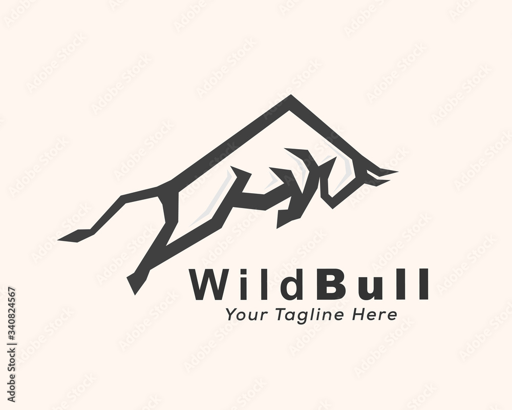 Abstract jump bull high logo design inspiration Stock Vector | Adobe Stock