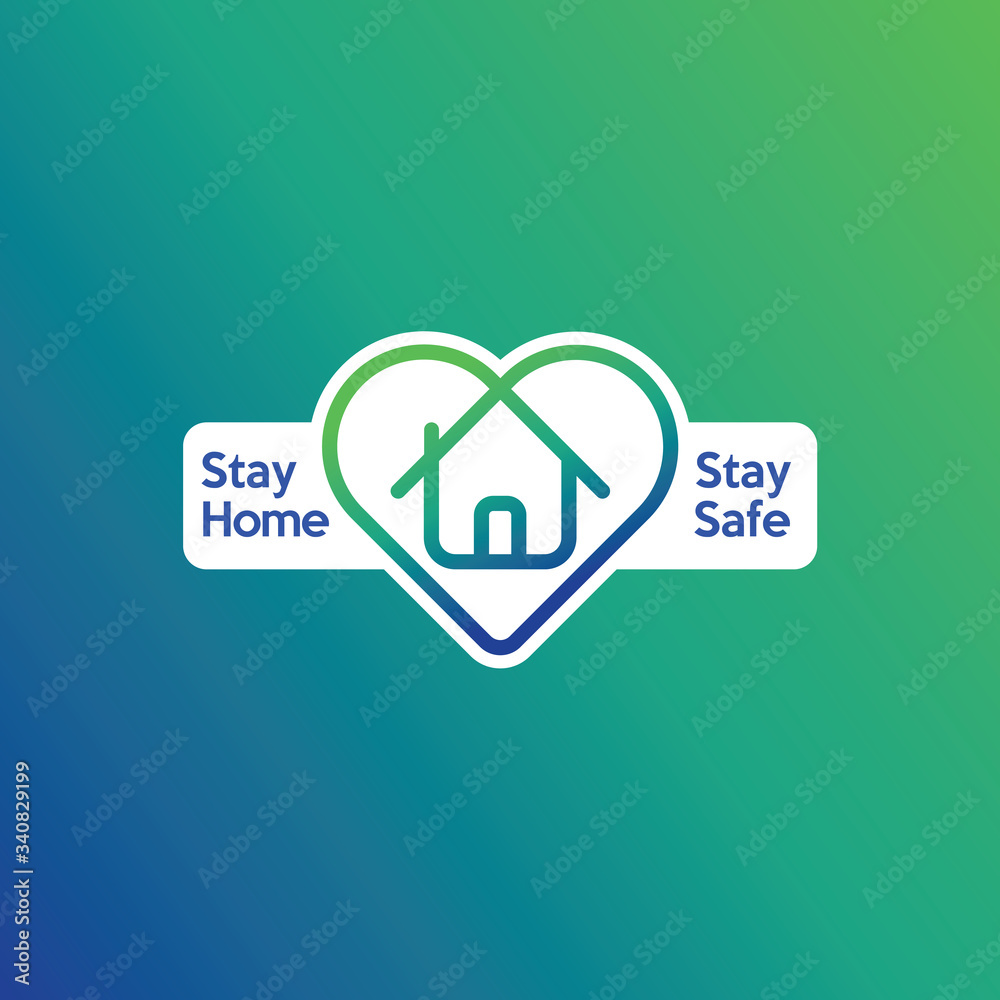 Stay home and stay safe logo. To prevent covid-19 coronavirus ...