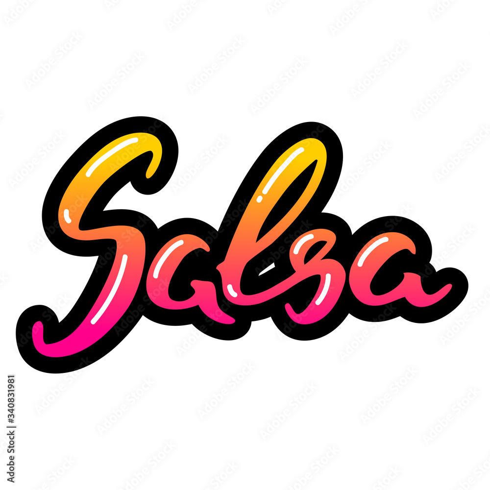 Salsa. Hand drawn word "Salsa" isolated on a white background. Can be ...