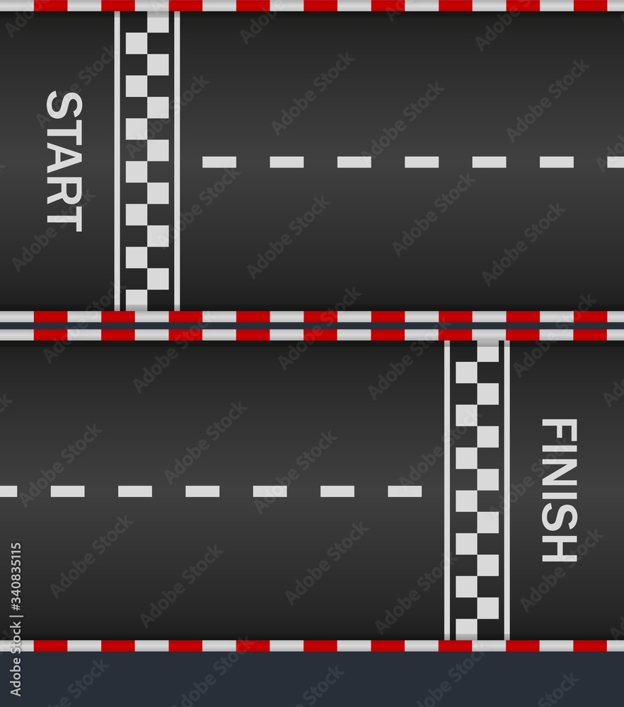 Race track with start and finish line for car. Asphalt road on f1 ...
