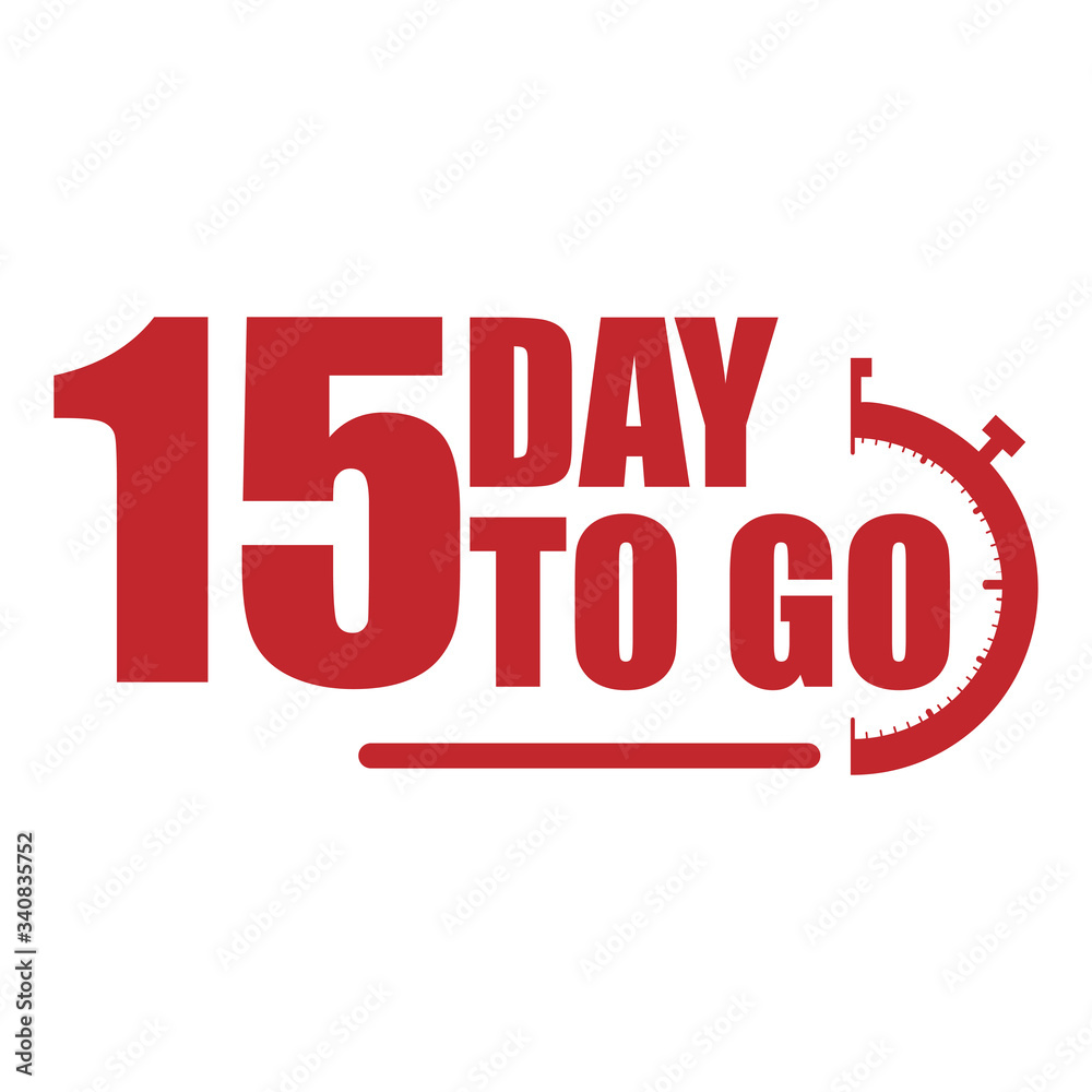 15 day to go label, red flat promotion icon, Vector stock illustration ...