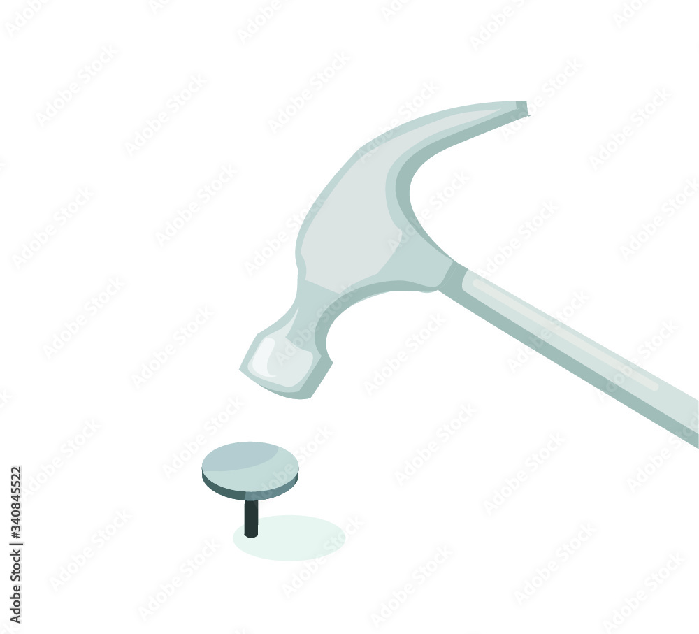 hammer hammering nail tool symbol handy man repair isolated on white ...