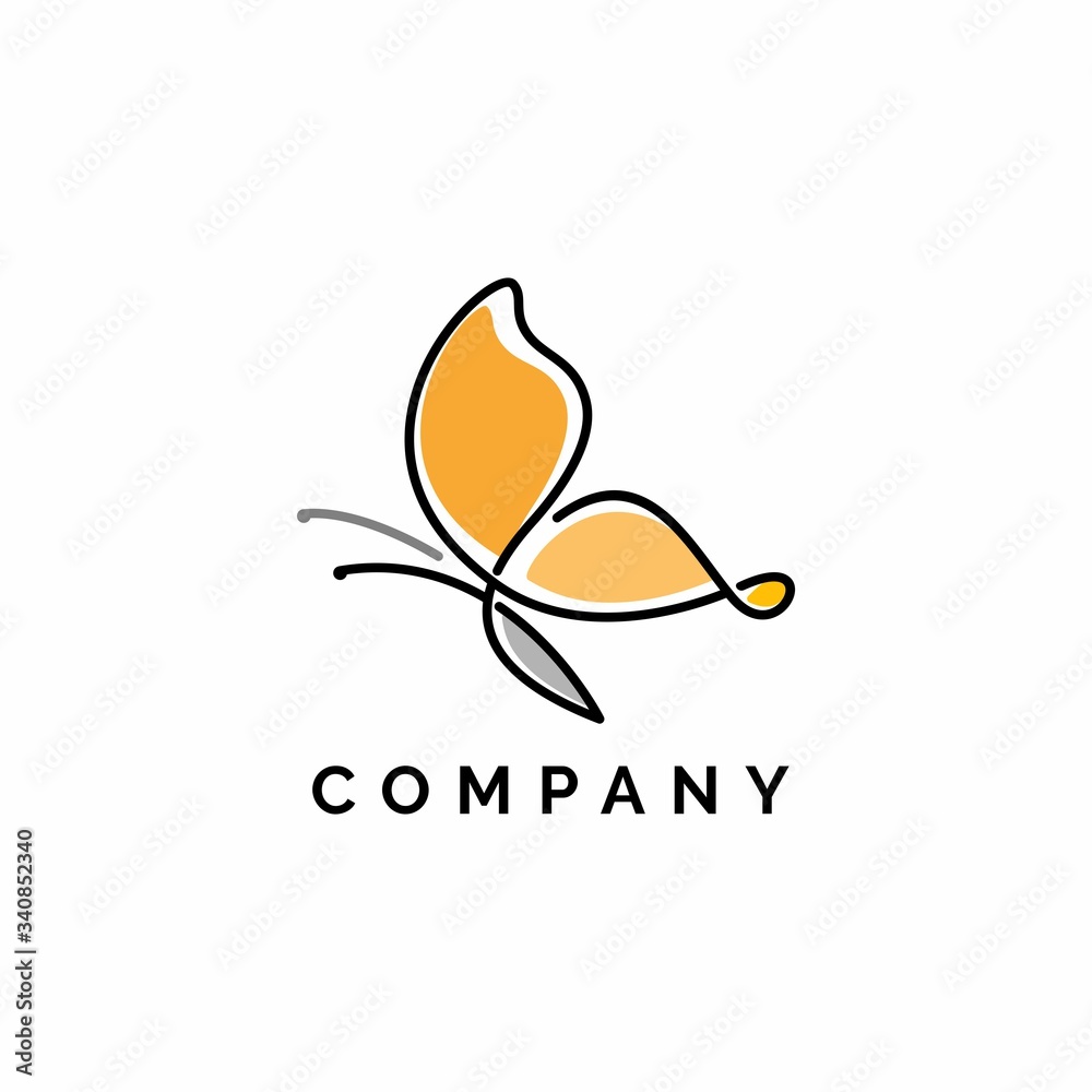Buterfly Logo Design vector with Elegant linear and simple monoline ...
