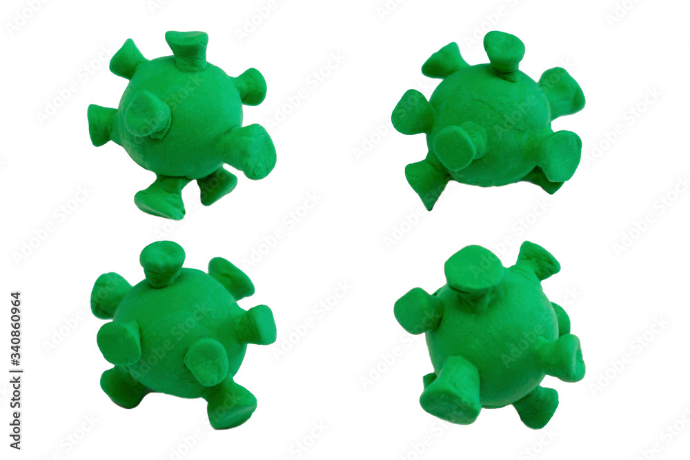 Virus models from different angles on a white background, isolate ...