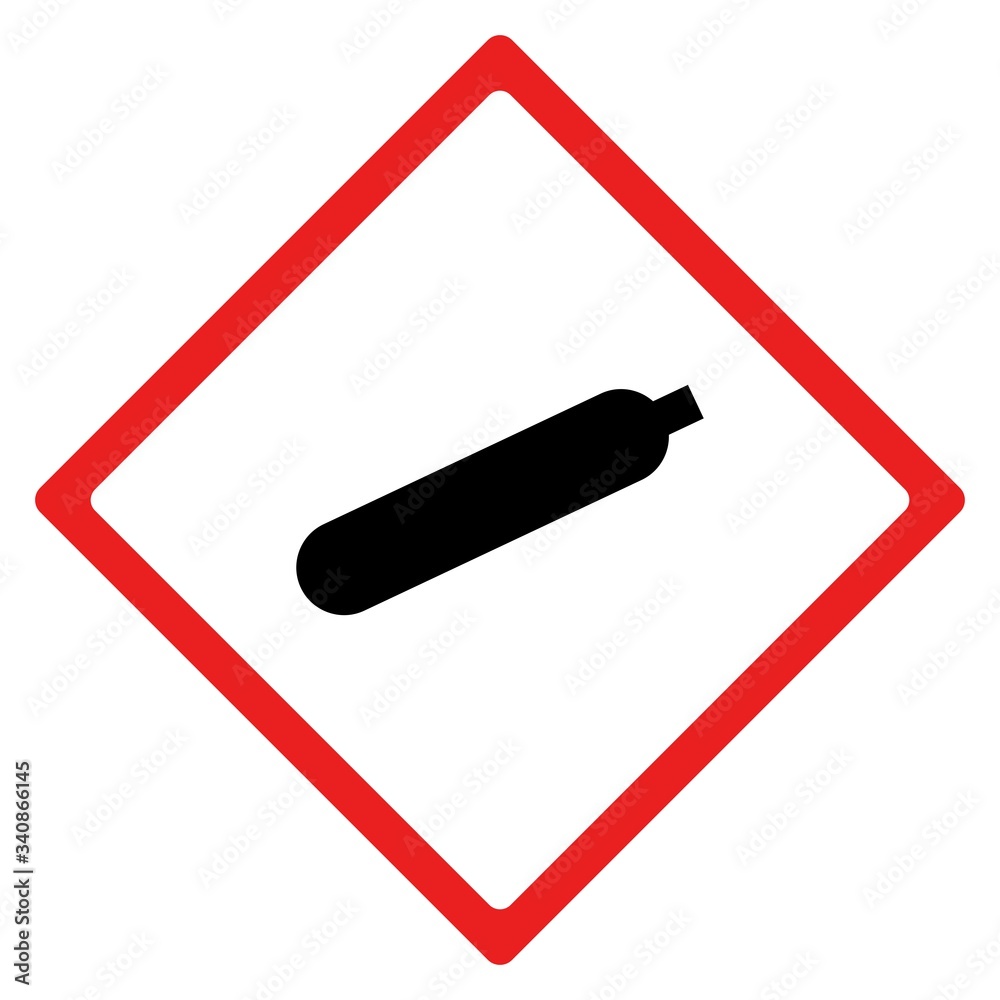 Gas cylinder hazard sign or symbol. Vector design isolated on white ...