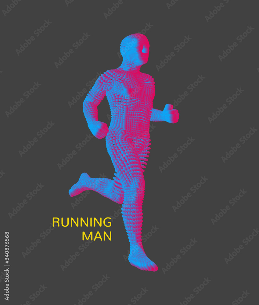 Running man or marathon runner. 3D human body model. Design for sport ...
