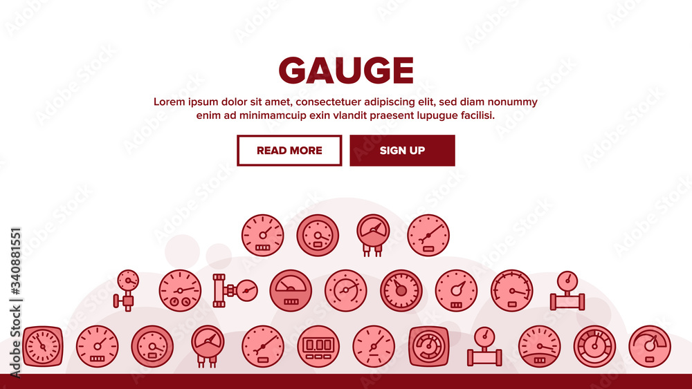 Gauge Meter Equipment Landing Web Page Header Banner Template Vector ...