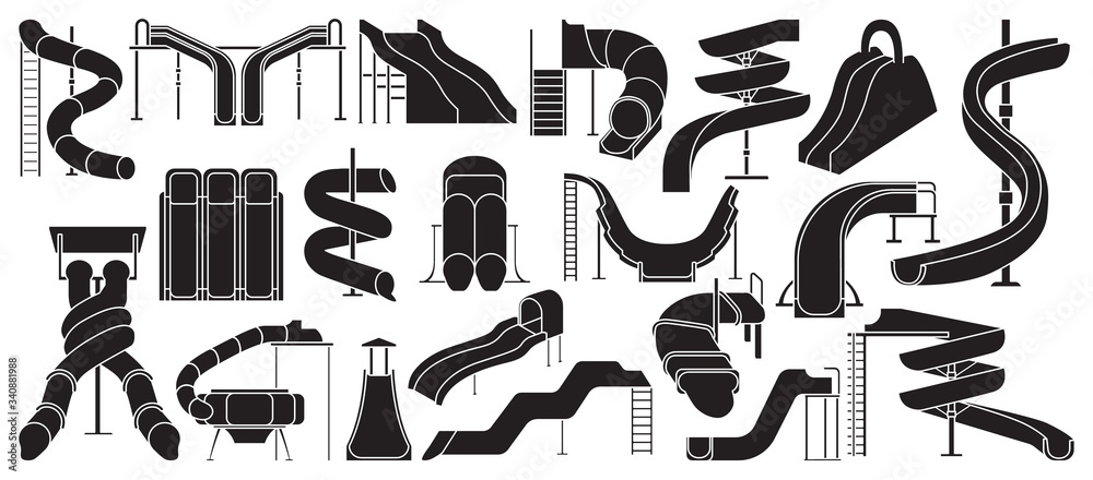 Water Slide Clip Art Black And White
