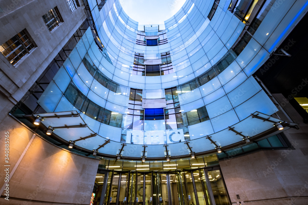 LONDON- British Broadcasting Corporation (BBC) headquarters building on ...