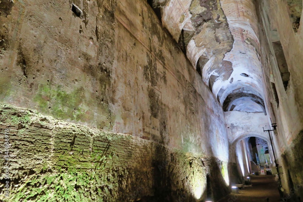 wall of china, photo as a background in old italian roman domus aurea ...