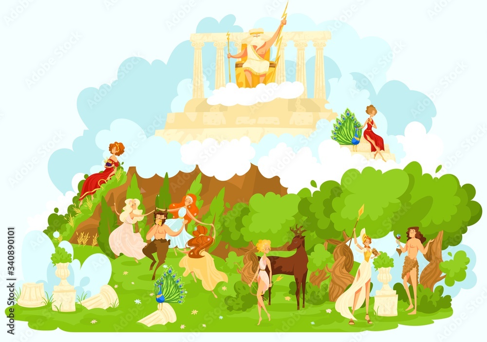 Greek mytholgy, ancient gods cartoon mythological olympic gods ...