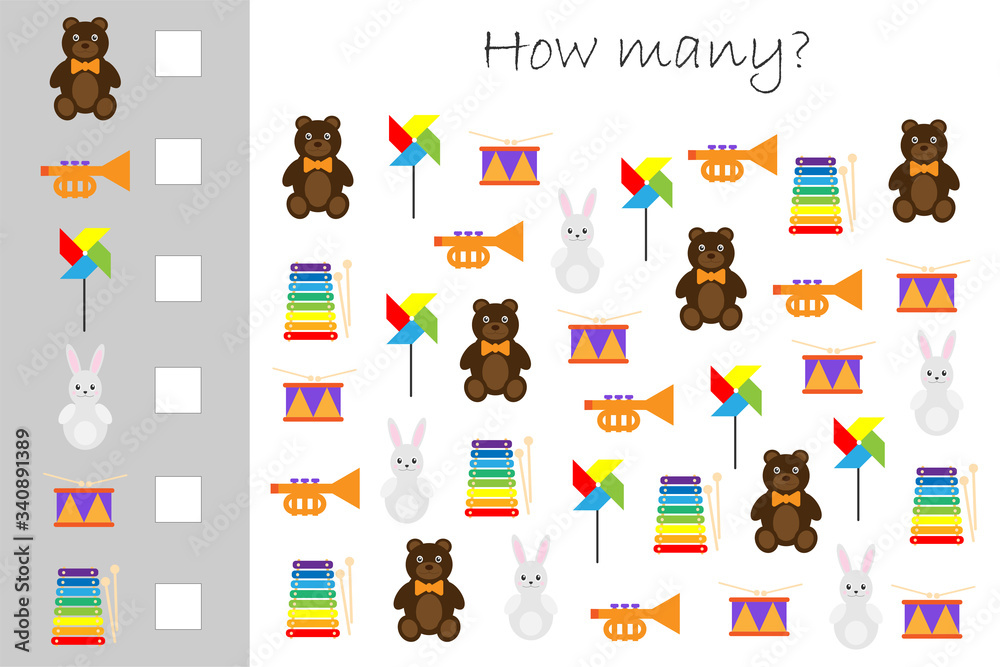 How many counting game with different toys for kids, educational maths ...