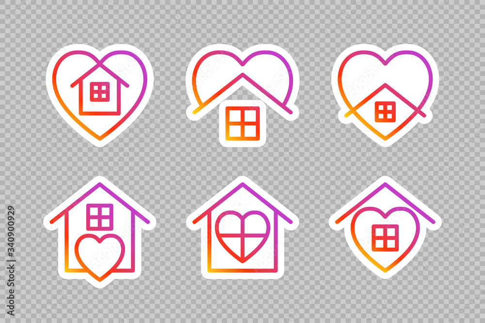 Stay home social media icons on transparent background. Stay safe and ...