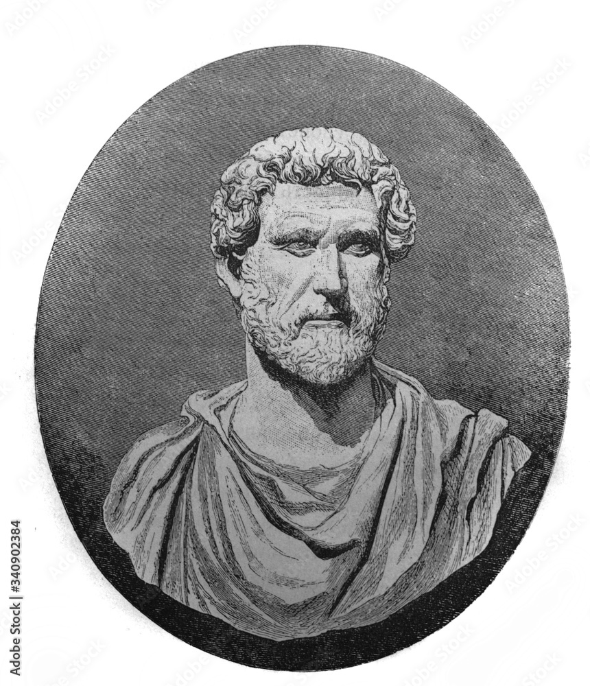 The Antonius Pius's portrait, a Roman emperor in the old book God ...