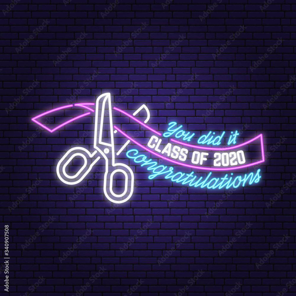 Class of 202 neon bright signboard, light banner. Vector. Neon ...