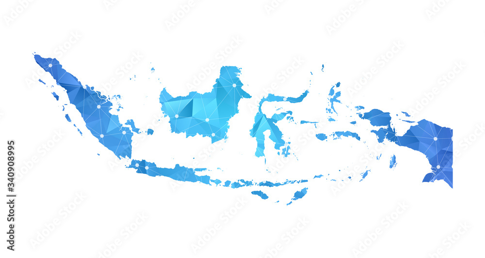 Indonesia Map - Abstract geometric rumpled triangular low poly style ...