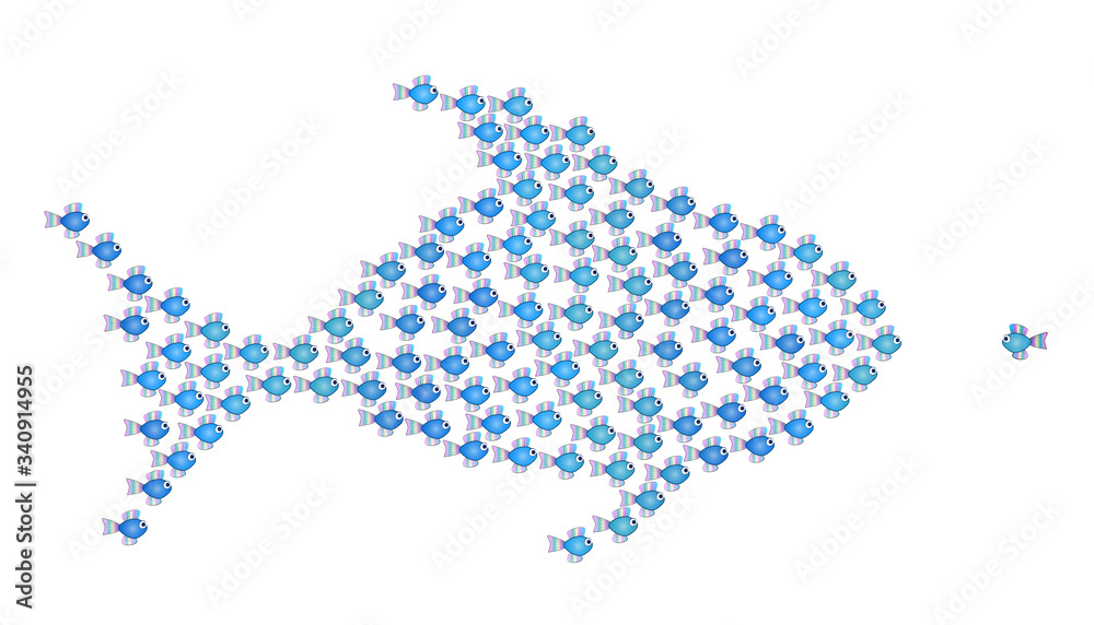 Opposing Fish Swimming Against The Tide. One brave, daring fish swims ...